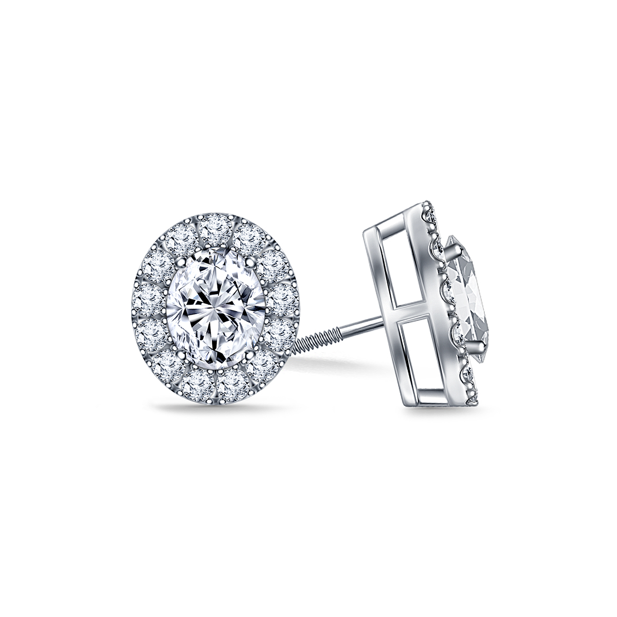 Halo Sparkle Oval Diamond Studs | Love Brilliance